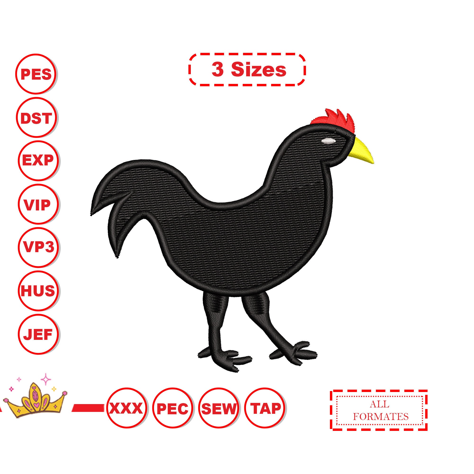 Chicken Embroidery Design Embroidery Chicken Chicken - Etsy