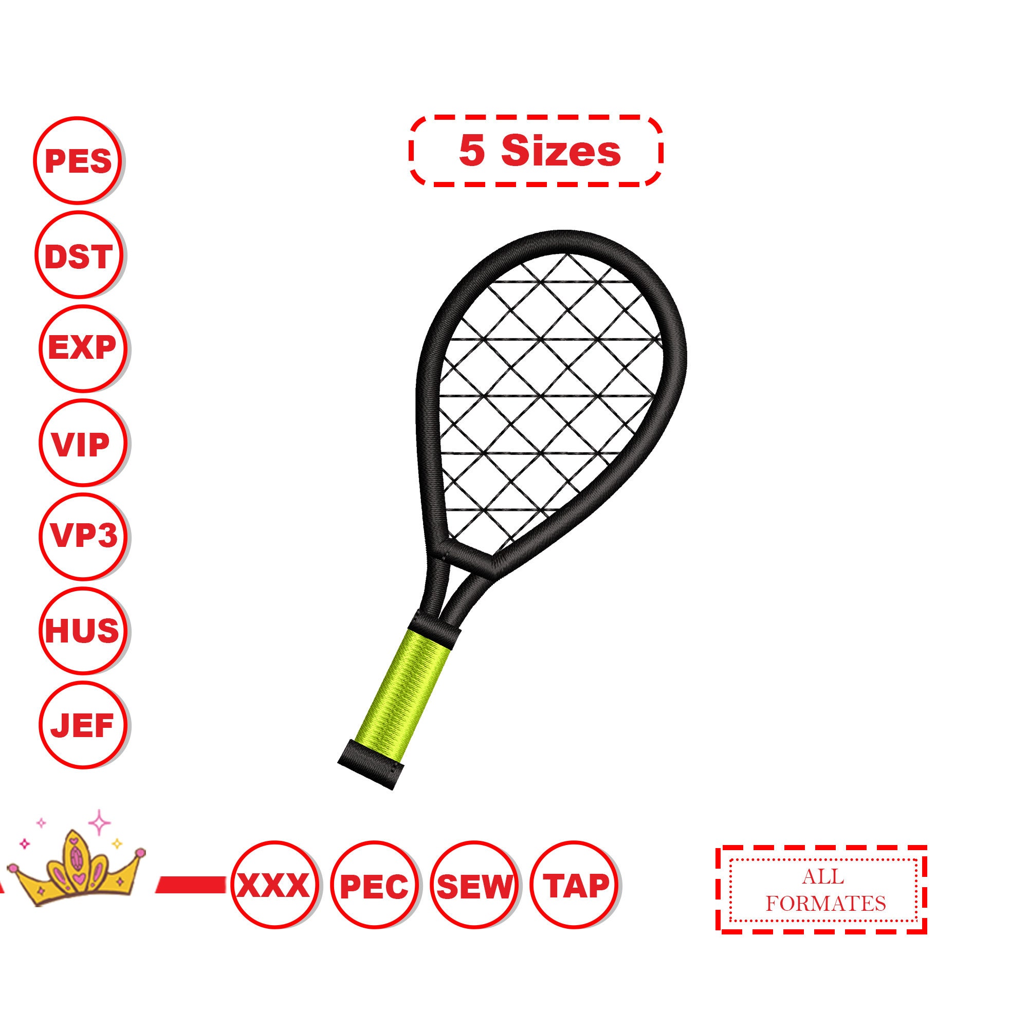 Tennis Embroidery Design Sports Embroidery Design Tennis - Etsy