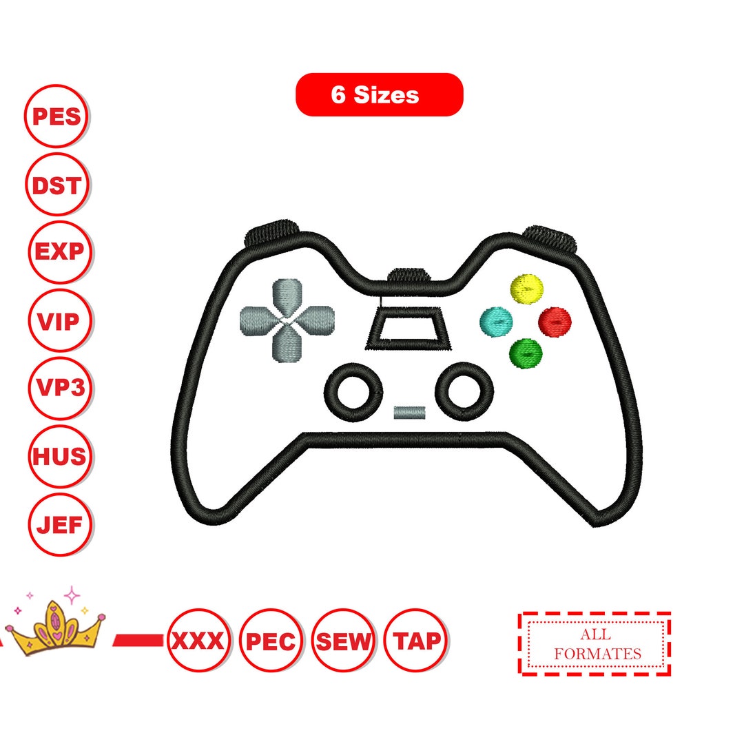 Outline Video Game Controller Embroidery Design, Gaming Machine ...