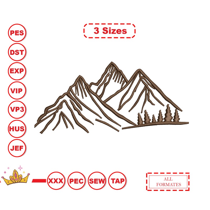 Mountain Embroidery File - Etsy
