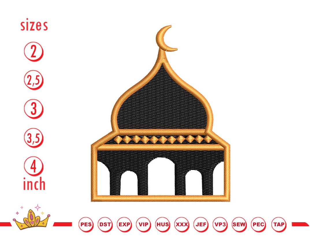 Mosque - Machine Embroidery Design, Islamic Mosque Embroidery, Islamic ...