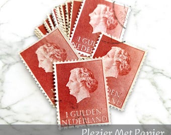 Postage Stamp Netherlands 1953, Queen Juliana En Profil, 1 Guilder Red ...