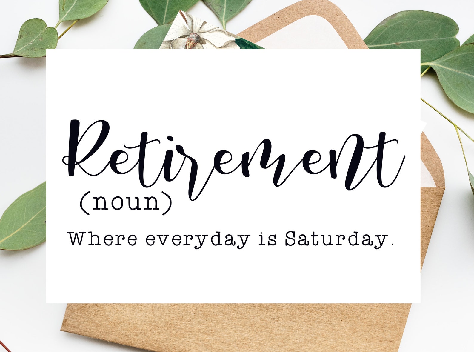 Printable Retirement Definition Card Everyday Is Saturday Etsy Uk
