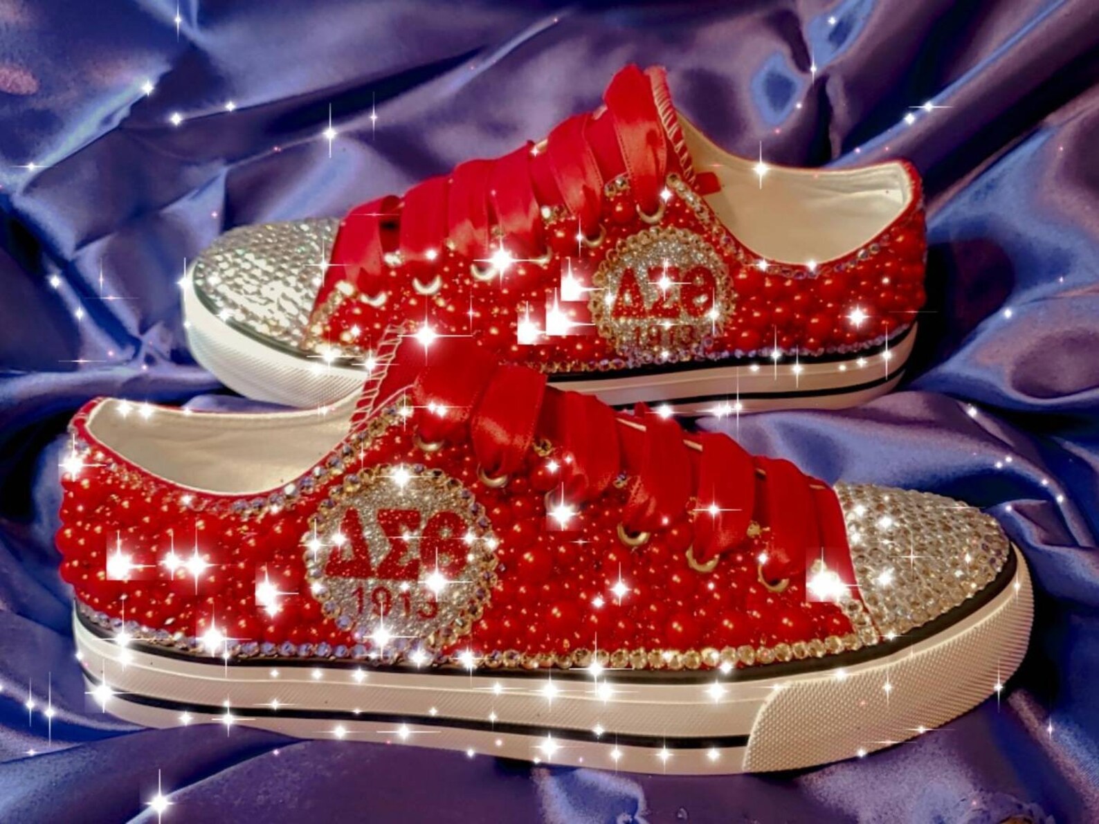 Pink Adult Tennis Shoes With Pearl's and Rhinestones - Etsy