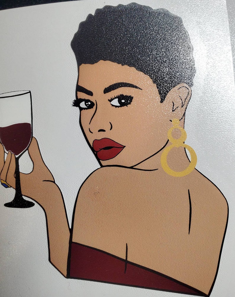 Diva Over the Shoulder With Wine Glass Decal Sticker - Etsy