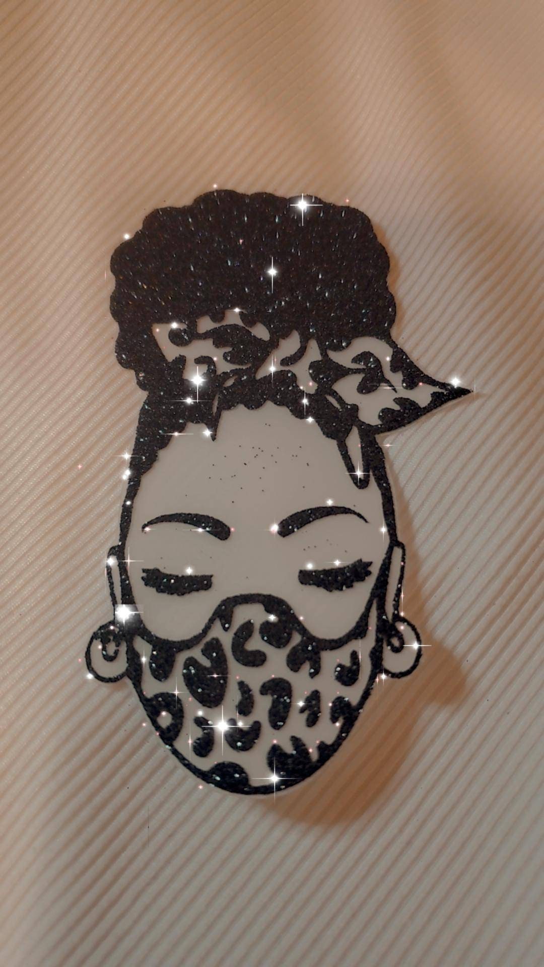 Afro Lady W/mask - Glittery Decal Sticker - Etsy