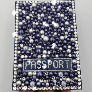 Navy Blue Passport Cover With Pearls and Rhinestones ( Bling ) - Etsy
