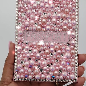Light Pink Passport Cover With Pearls and Rhinestones ( Bling ) - Etsy