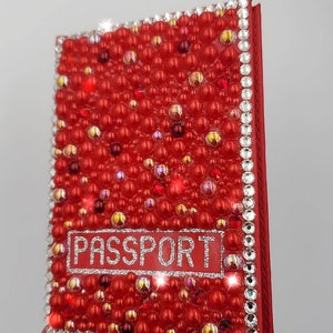 Red Passport Cover With Pearls and Rhinestones ( Bling ) - Etsy