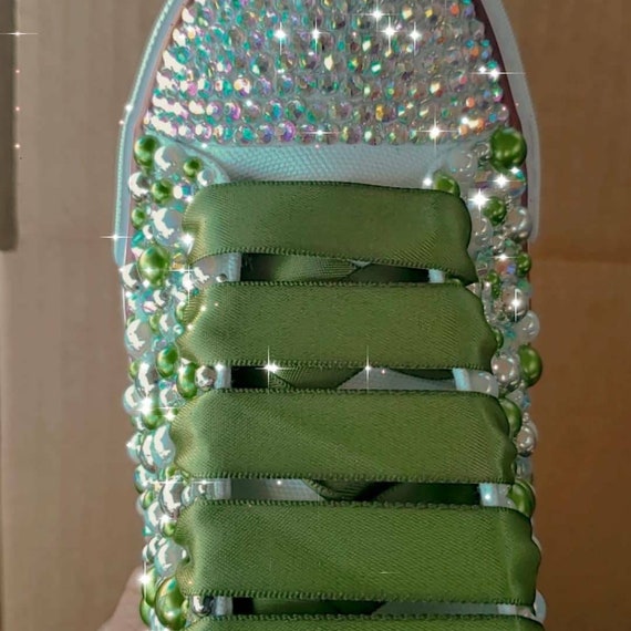 Green Bling Low Top Tennis Shoes Adult Tennis Shoes With | Etsy