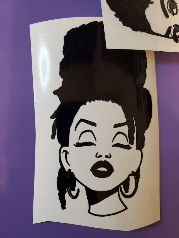 Afro Lady W/dreads and Eyes Closed Decal Sticker | Etsy