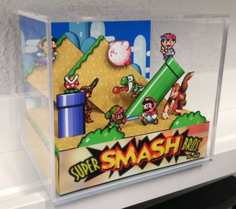 Super Smash Bros SNES Cubic Diorama | Etsy