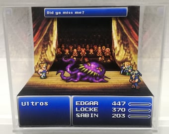 Final Fantasy VI Cube Diorama 3D Videogame Gift for Gamer Shadow Box ...