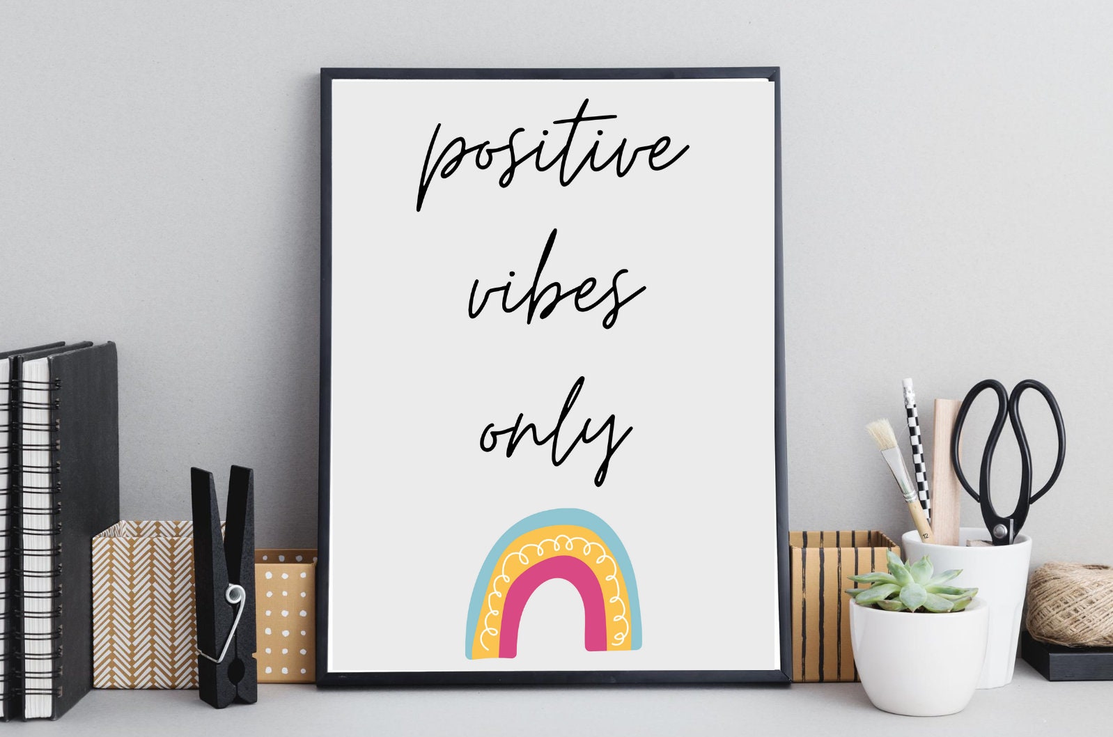 Printable digital download poster: Positive Vibes Only | Etsy