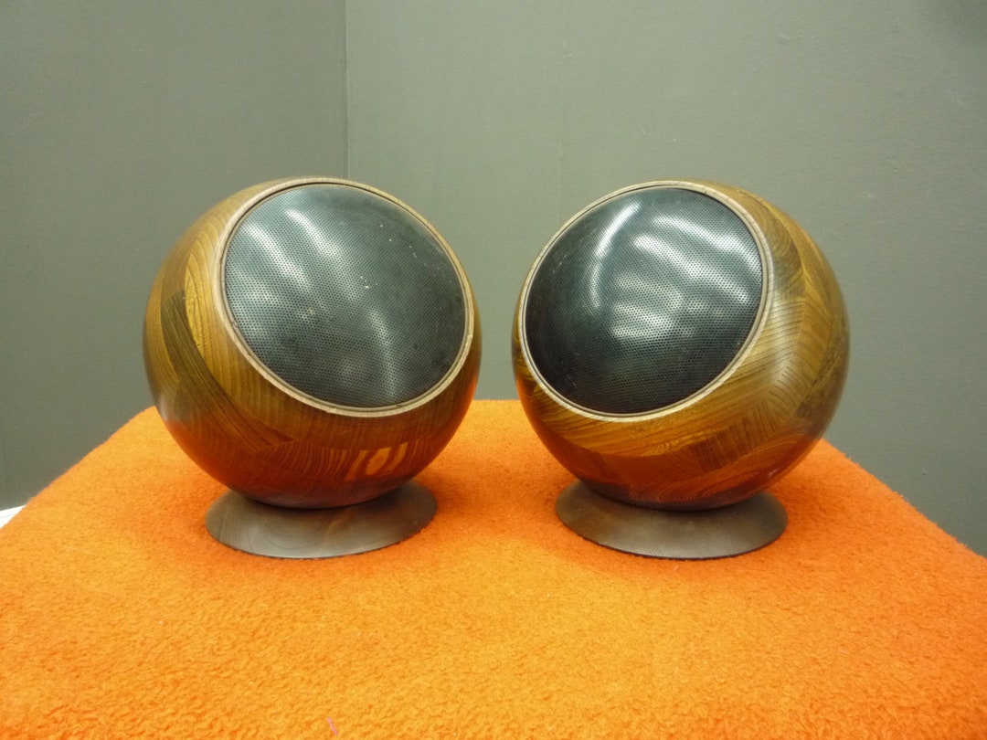 Space Age Ball Wood Sphere Speakers, 1970s, Set of 2 - Etsy