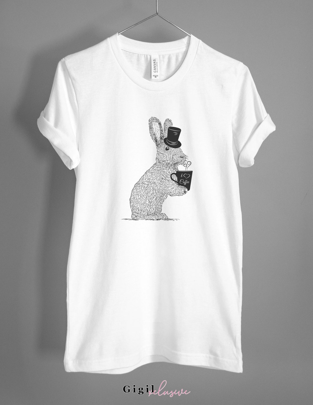 Rabbit Shirt, Cute Bunny With Coffee T-shirt, Coffee Lover, Espresso ...
