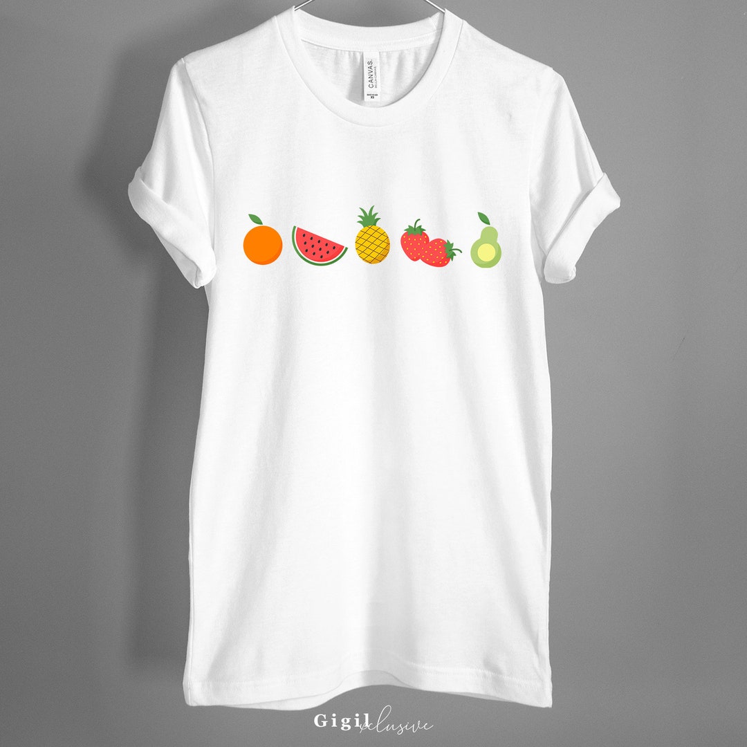 Fruits Unisex T-shirt, Orange Watermelon Pineapple Strawberries Avocado ...
