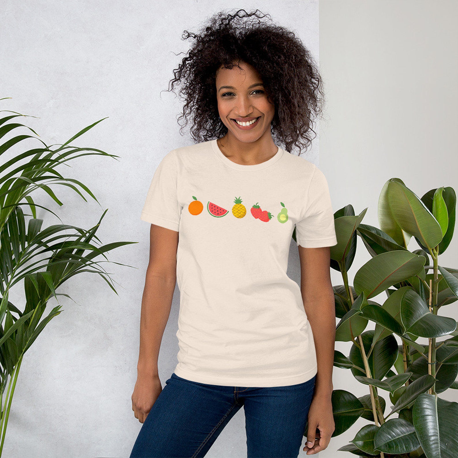 Fruits Unisex T-shirt, Orange Watermelon Pineapple Strawberries Avocado ...