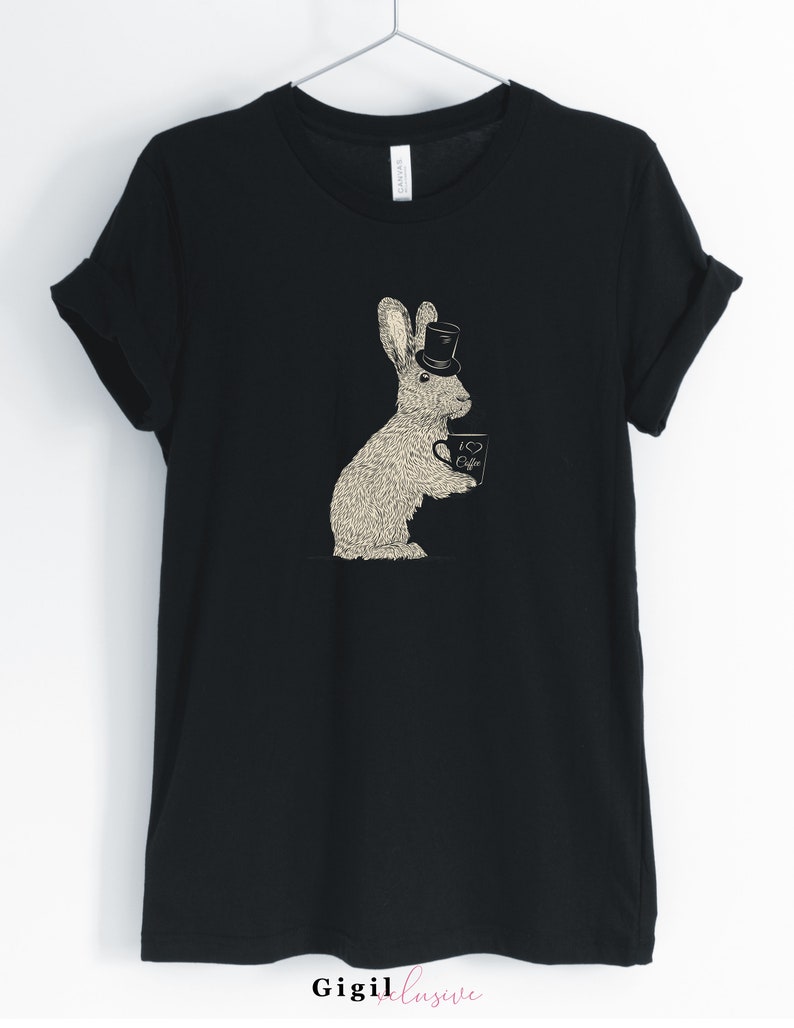 Rabbit Shirt, Cute Bunny With Coffee T-shirt, Coffee Lover, Espresso ...