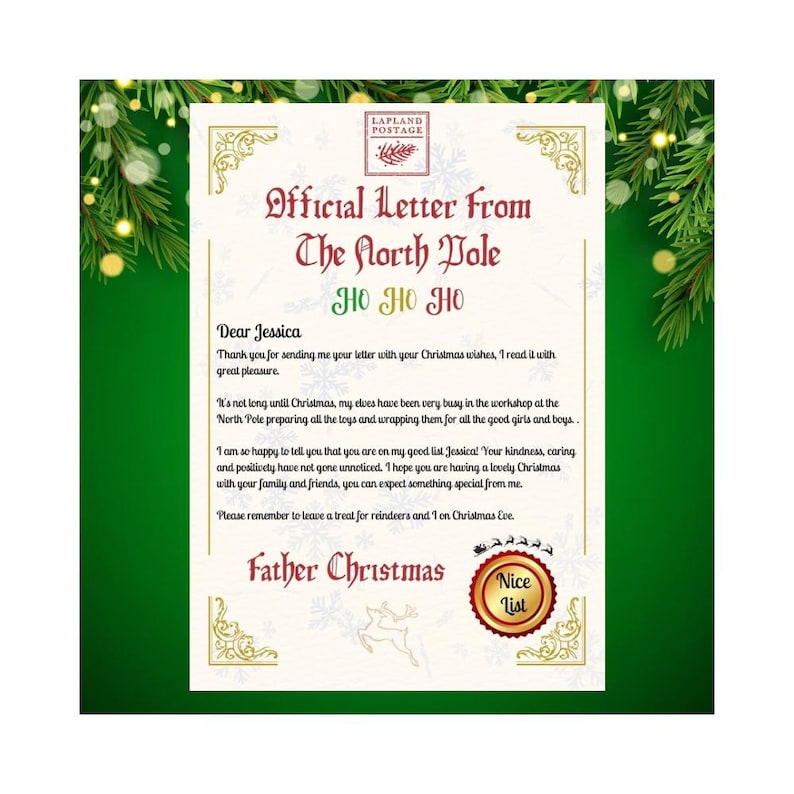 Digital Letter From Father Christmas Instant Download Printable ...