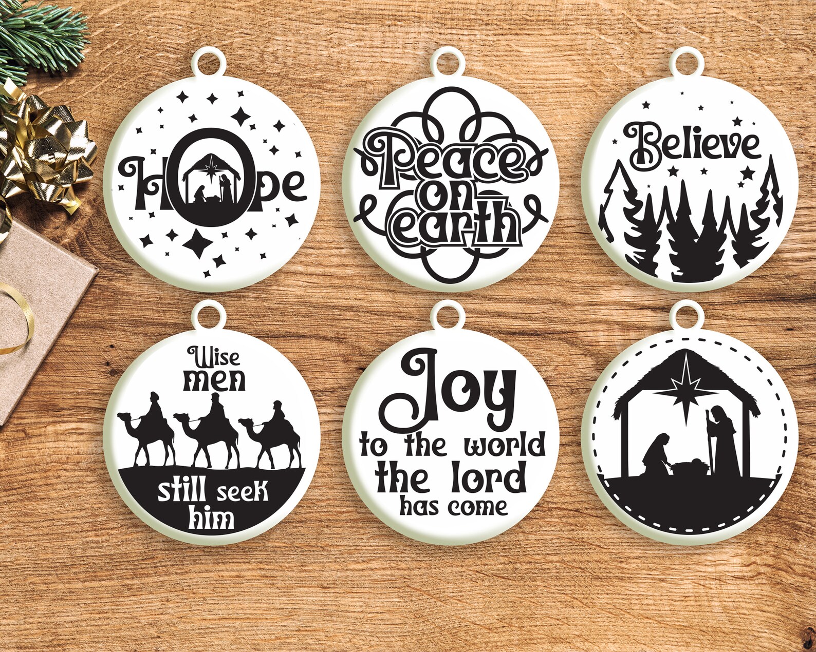 Nativity Christmas Ornament SVG Bundle: Christian Quotes (digital ...