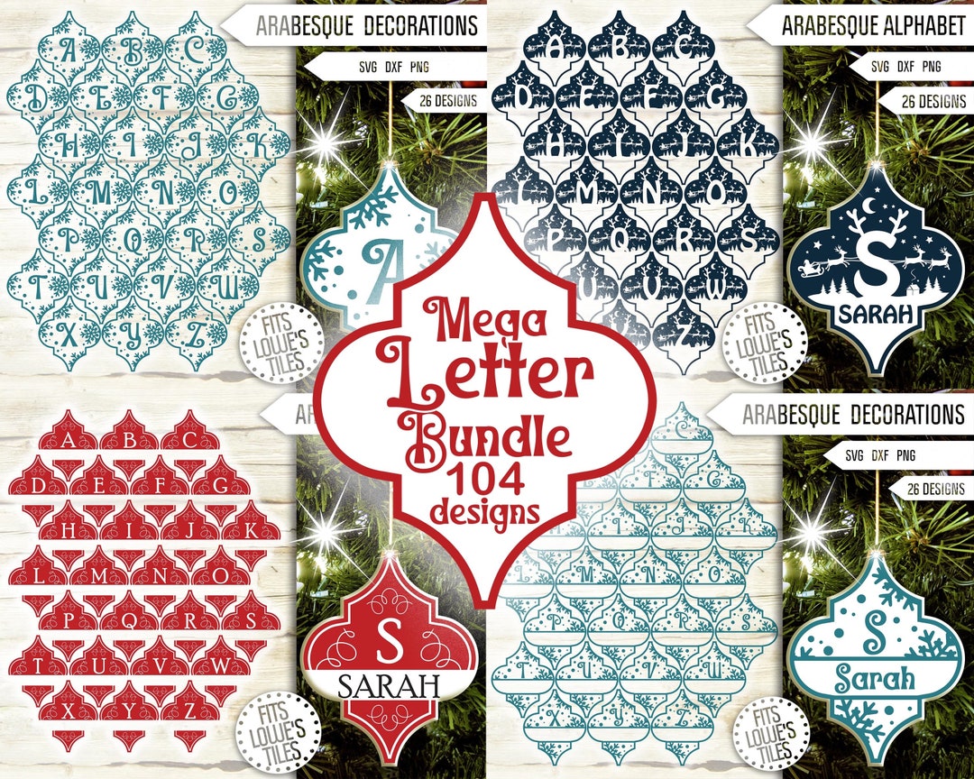 Christmas Alphabet Svg Ornament Mega Bundle. Monogram Svg. Arabesque ...