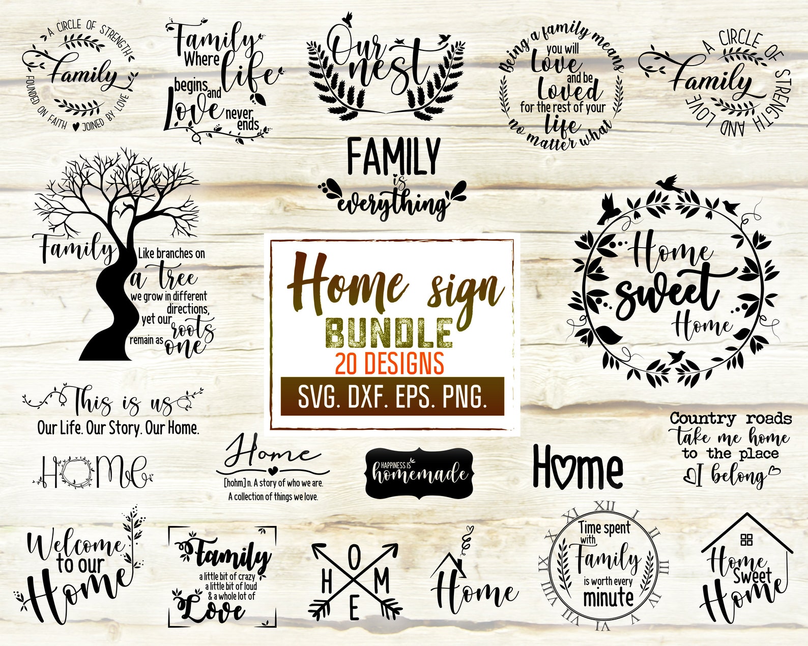 Home Sign Svg Bundle. Home Decor Svg. Family Svg. Home Svg. - Etsy
