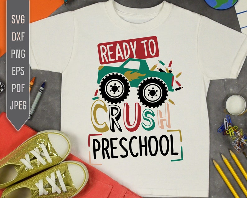 Ready to Crush Preschool Svg. Monster Truck Svg. Pencils Svg. - Etsy