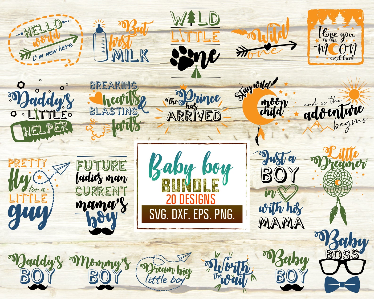 Baby Boy SVG Bundle: Newborn, First Birthday Designs (digital Download ...