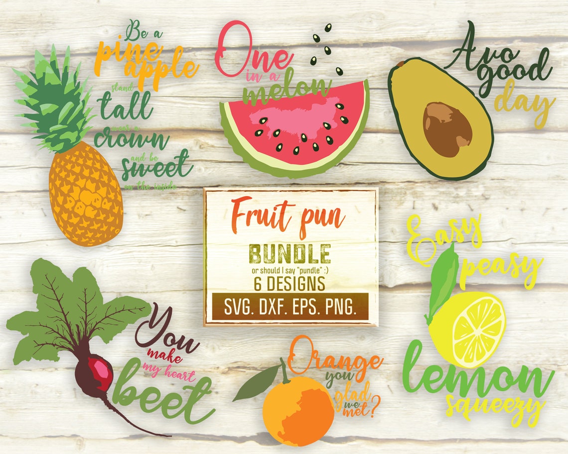 Fruit Sayings Svg. Fruit Design Bundle Svg. Pineapple Orange | Etsy