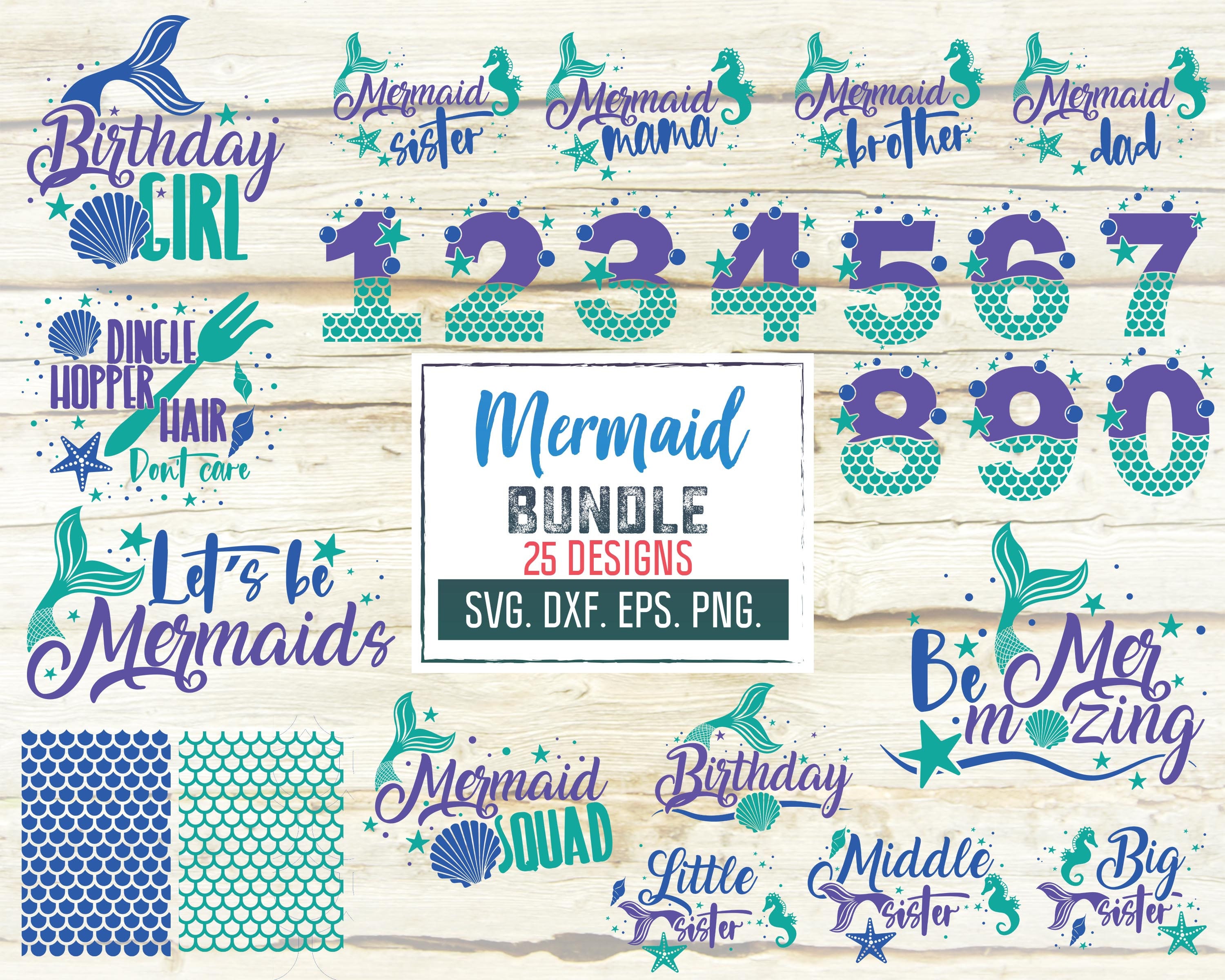Mermaid Svg Bundle. Mermaid Birthday Svg. Mermaid Girl Bundle | Etsy