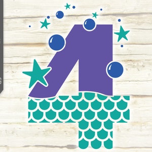 Mermaid Numbers 0-9 Svg. Mermaid Birthday Svg. First Mermaid Birthday ...