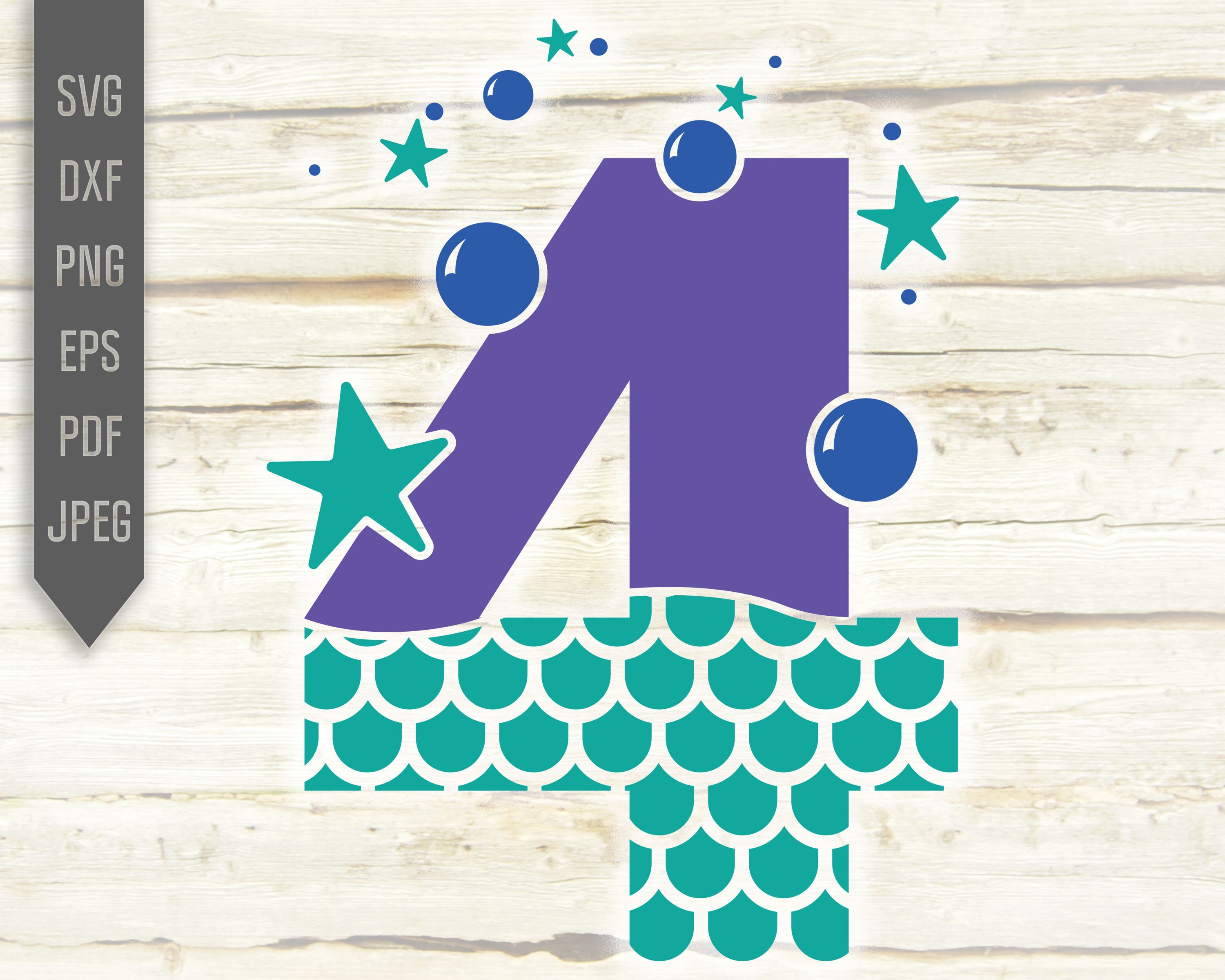 Mermaid Birthday Numbers SVG Bundle: Scales, Cricut, Silhouette ...