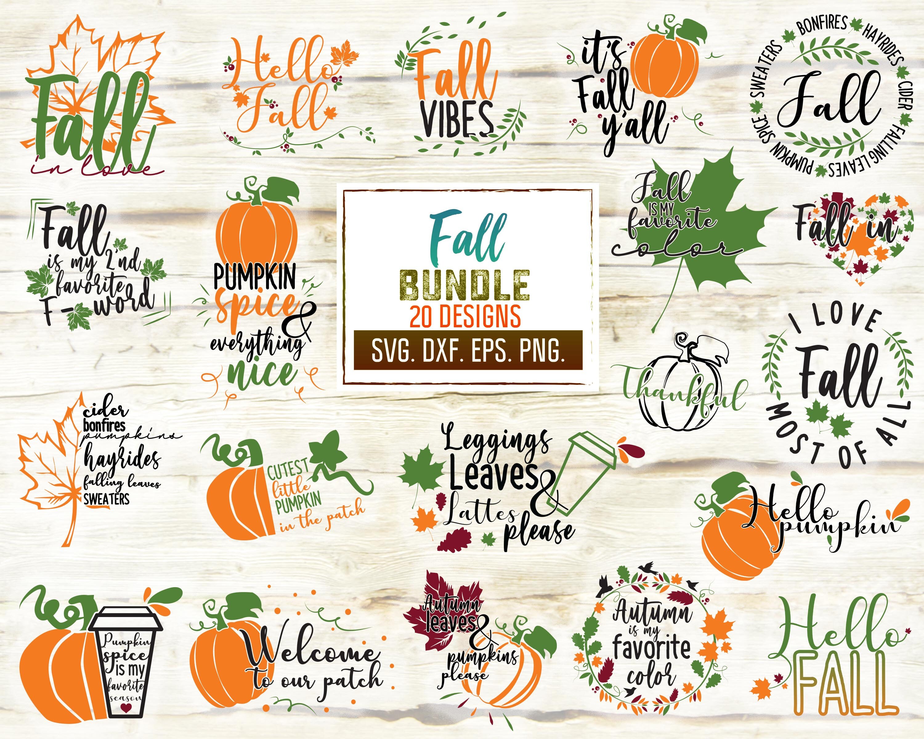 Fall Svg Bundle. Autumn Svg. Hello Fall Svg. Thanksgiving Svg. | Etsy