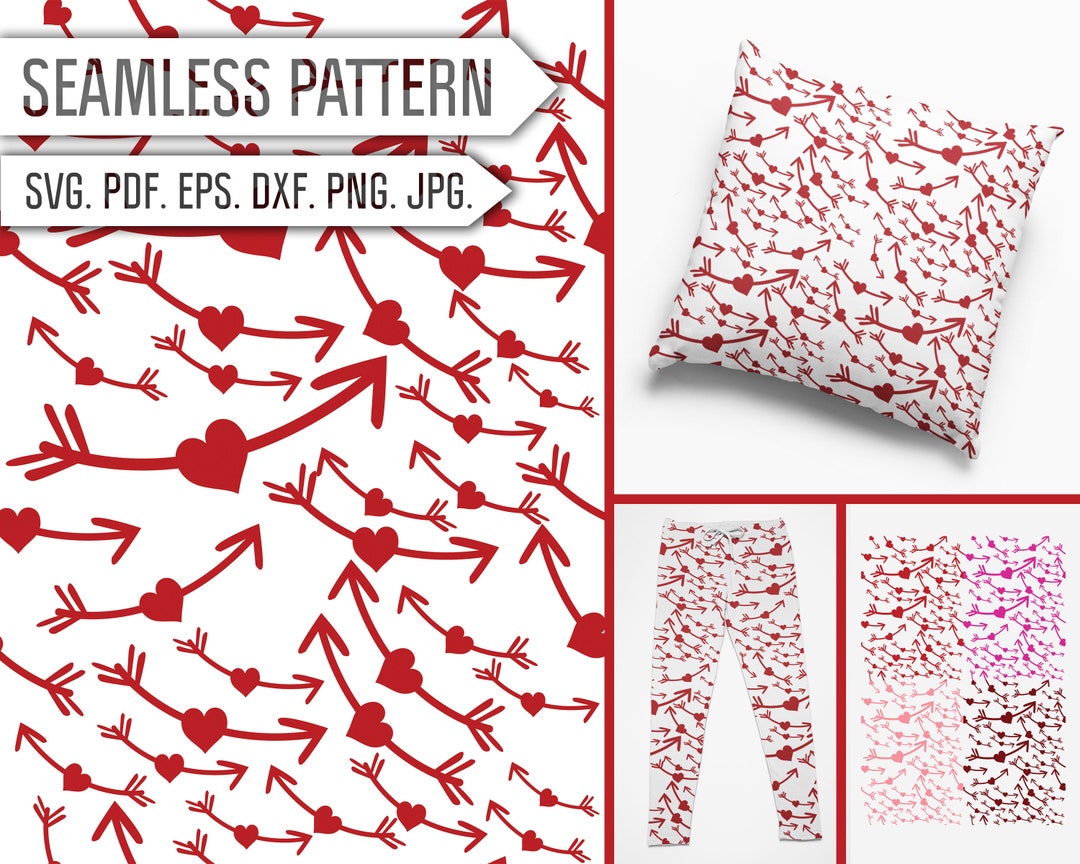 Arrows With Hearts Seamless Pattern Svg. Repeatable Pattern. Repeat ...