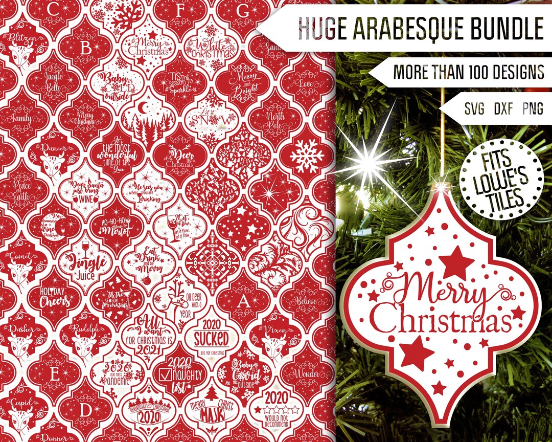 Arabesque Tile Huge Svg Bundle. Arabesque Christmas Decorations Svg ...