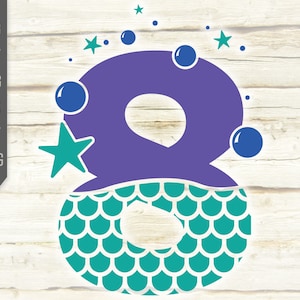 Mermaid Numbers 0-9 Svg. Mermaid Birthday Svg. First Mermaid Birthday ...