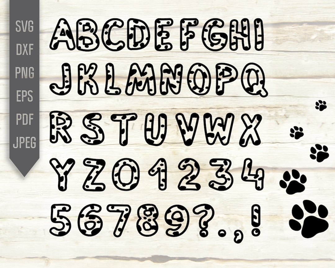 Dalmatian Font Svg. Dalmation Alphabet Svg. Dalmatian Letters and ...