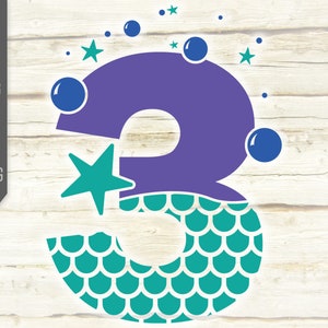 Mermaid Numbers 0-9 Svg. Mermaid Birthday Svg. First Mermaid Birthday ...