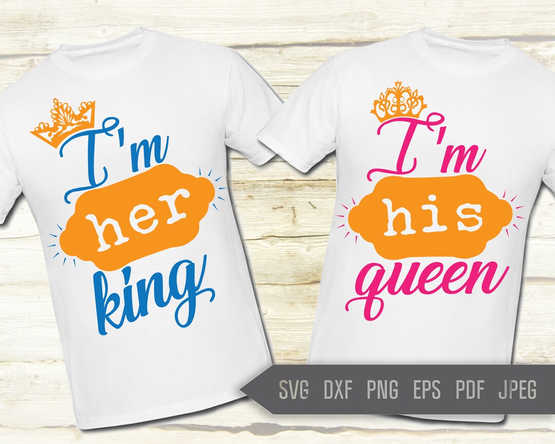 King and Queen Matching Couple SVG - Valentine's Day, Wedding (digital ...