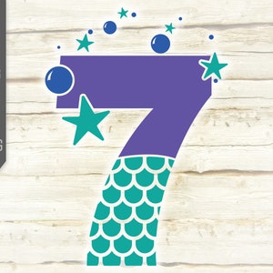 Mermaid Numbers 0-9 Svg. Mermaid Birthday Svg. First Mermaid Birthday ...