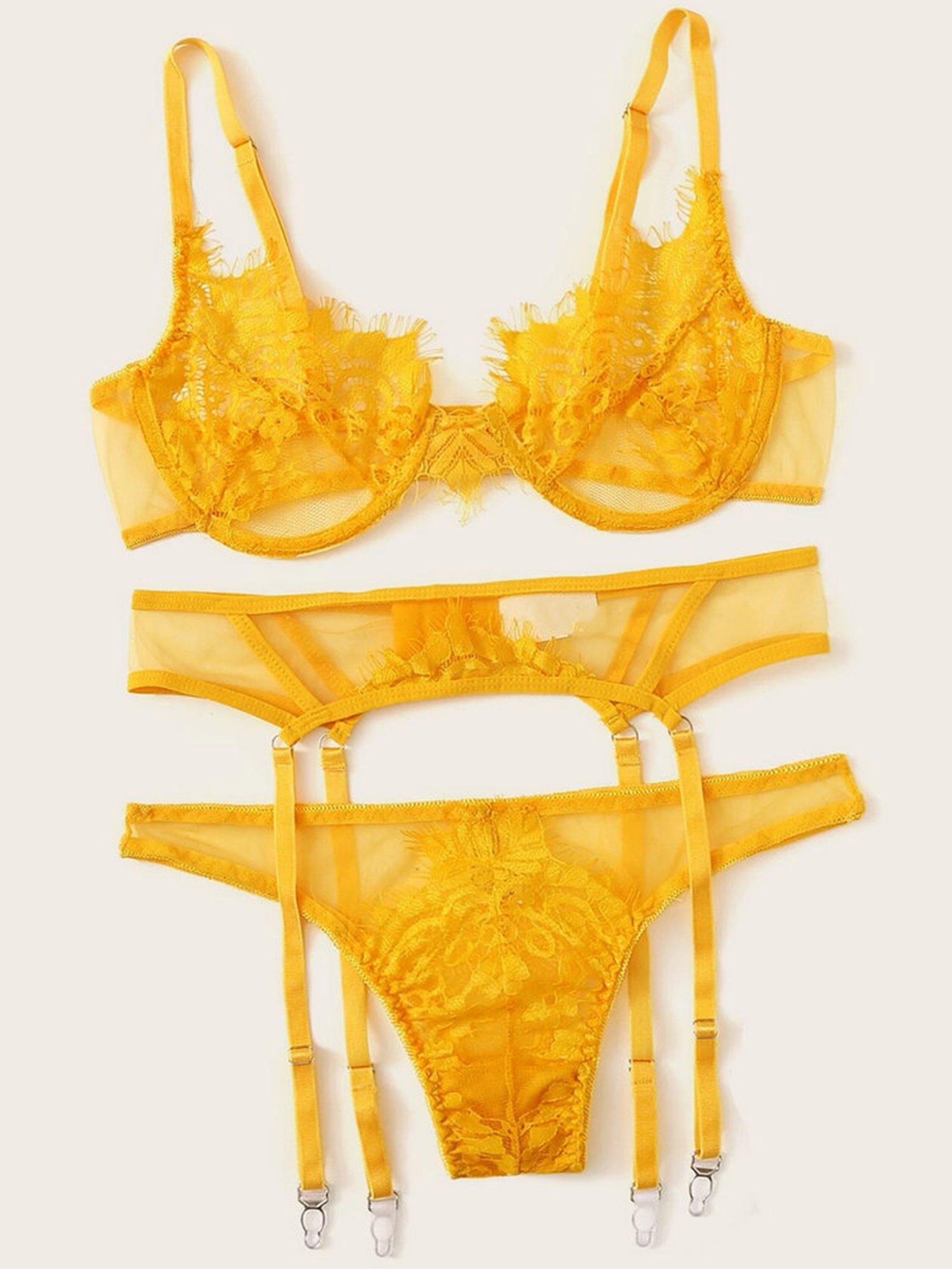 Gelbe Dessous Set Heiße Dessous Set Gelbe Bh Sexy Etsy