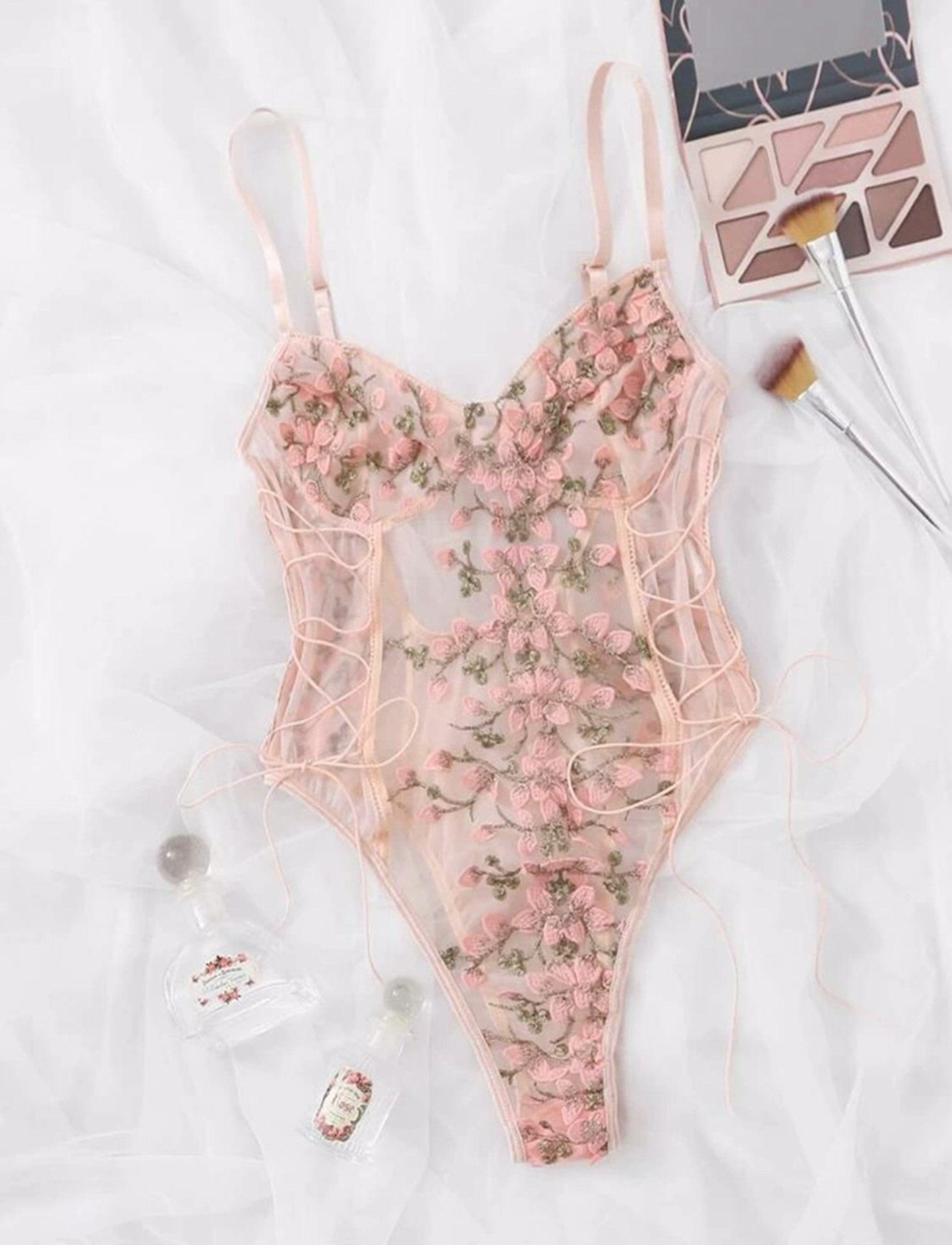 Pink Lingerie set Floral lingerie set Bridal Lingerie | Etsy