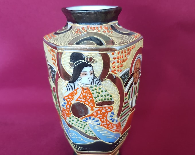 Satsuma Vase Handgemalt sechseckige Form - Etsy.de