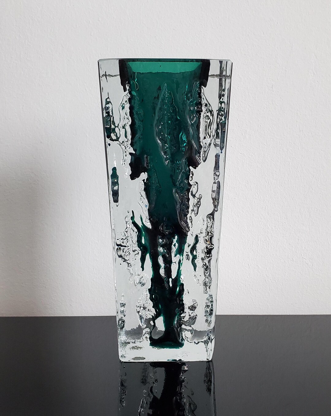 Green Vase by Ingrid Glashütte, Design Kurt Wokan, Vintage Glass Vase ...