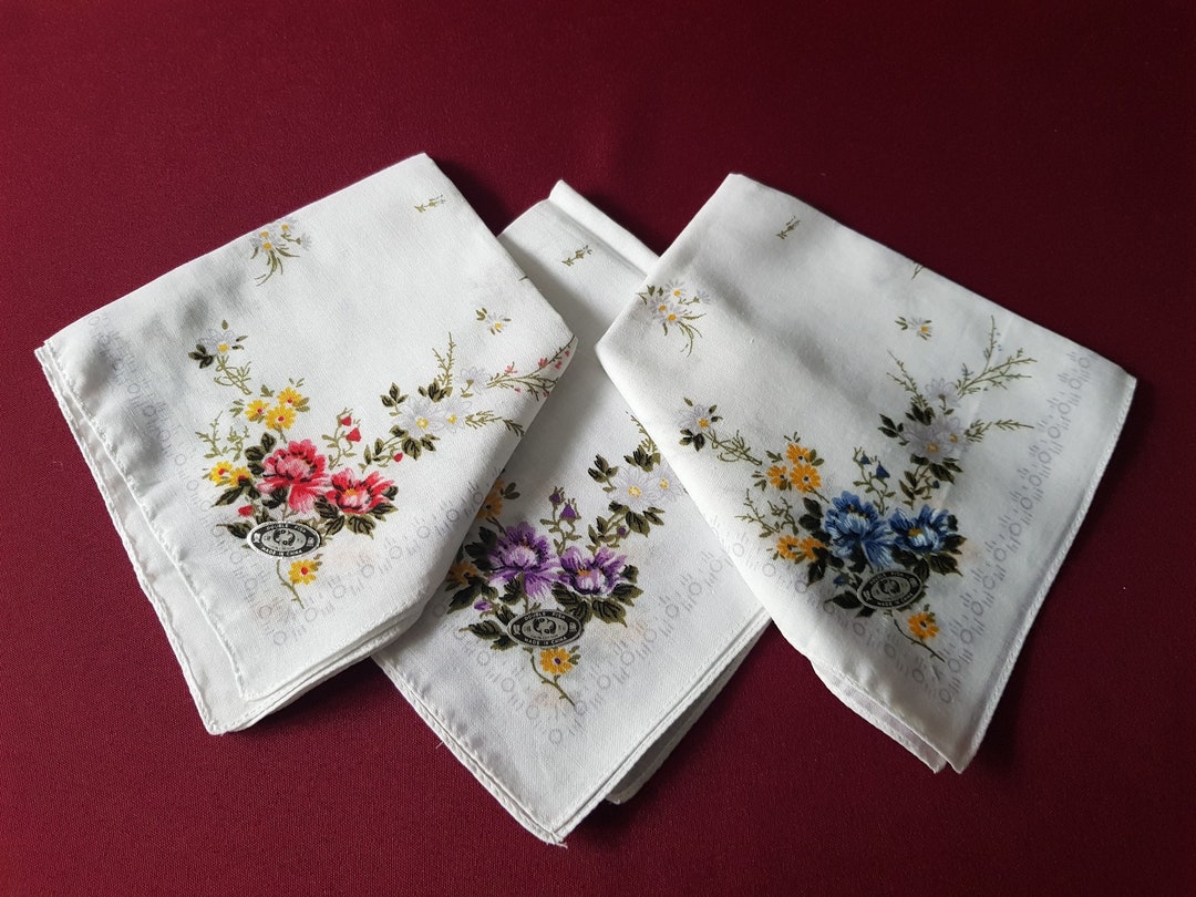 3 New, With Labels Vintage Handkerchiefs From the 70s made in China - Etsy