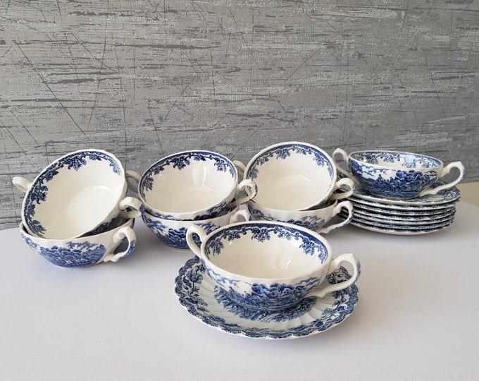 8 Person Set From Myotts Country Life, 8 Soup Cups + 8 Saucers, 16 ...