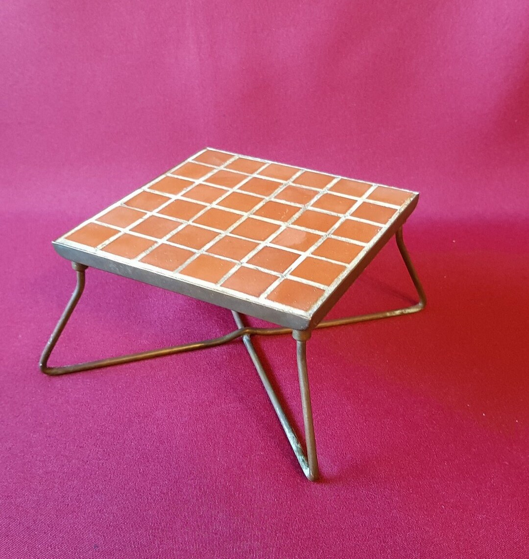 Vintage Cooking Pot Stand, Coaster for Hot Dishes, Pot, Jug, With Tiles ...