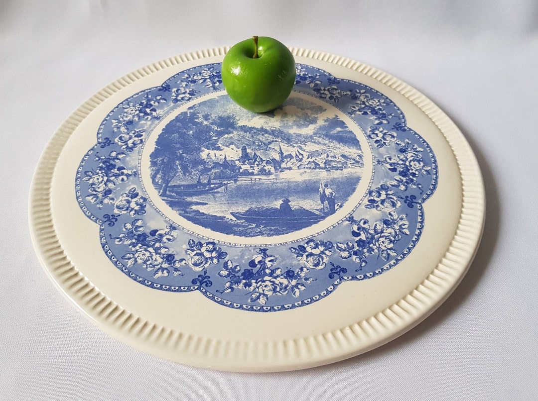 Vintage Cake Stand, Cake Plate, Fine Ceramic Grünstadt, 34 Cm, Blue and ...