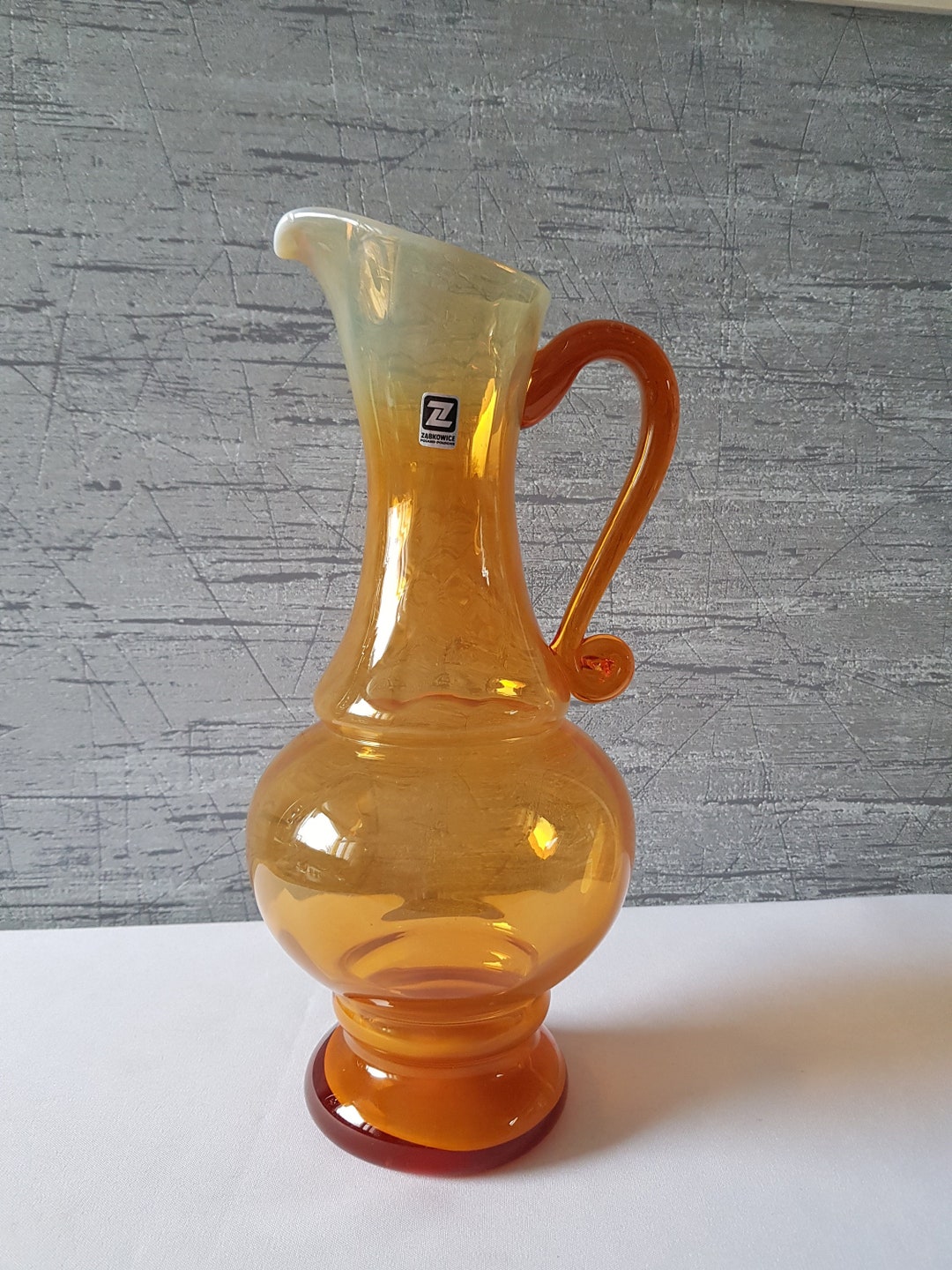 Designer Glass, Vintage Large Glass Jug, Ząbkowice Glassworks, Designed ...